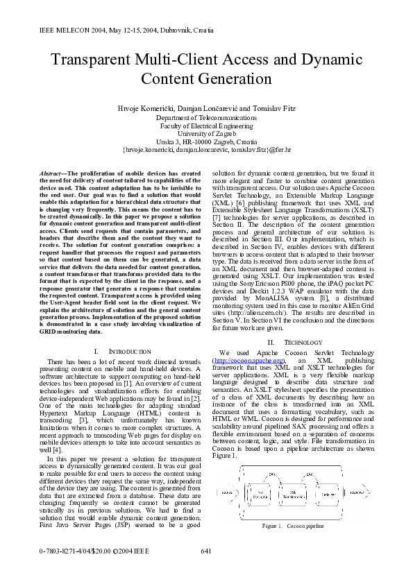 (PDF) Transparent multi-client access and dynamic content generation