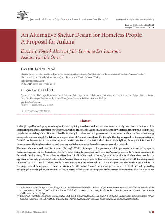 (PDF) An Alternative Shelter Design for Homeless People: A Proposal for ...