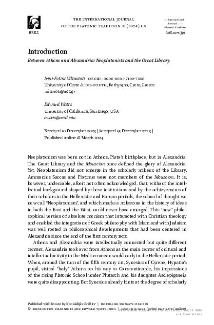 (PDF) Between Athens and Alexandria: Neoplatonists and the Great Library