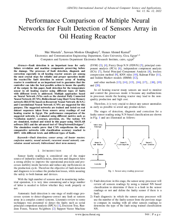 (PDF) Performance Comparison of Multiple Neural Networks for Fault Detection of Sensors Array in ...