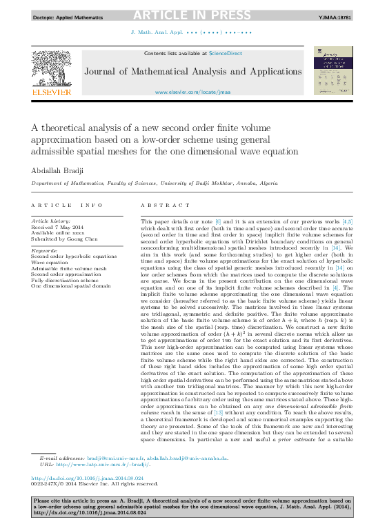 (PDF) A theoretical analysis of a new second order finite volume ...