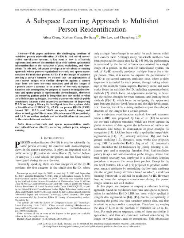 (PDF) A Subspace Learning Approach to Multishot Person Reidentification
