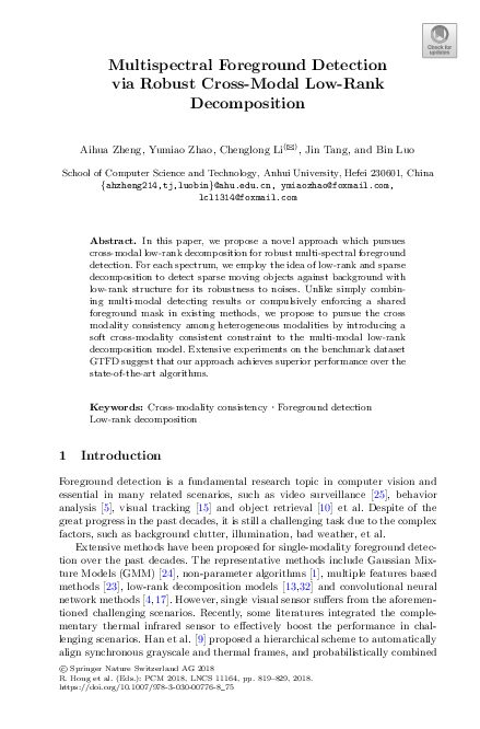 Pdf Multispectral Foreground Detection Via Robust Cross Modal Low Rank Decomposition Aihua