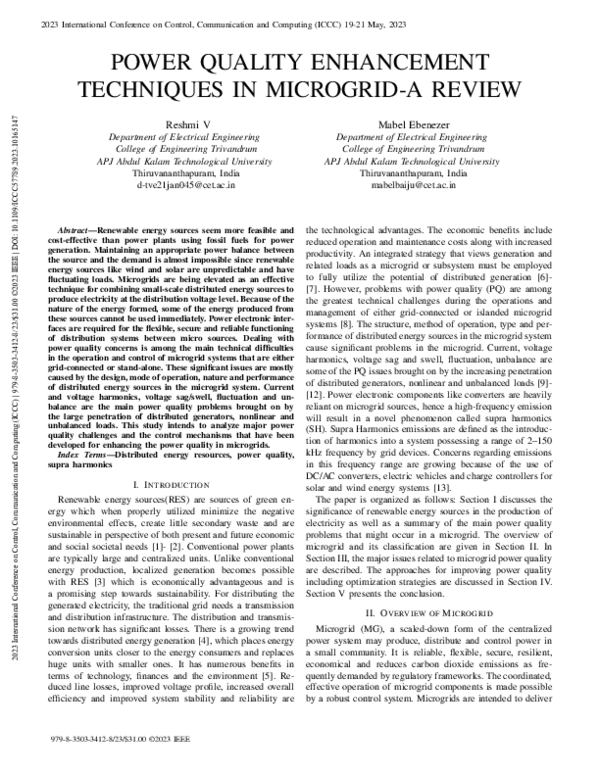 (PDF) Power Quality Enhancement Techniques in Microgrid-A Review