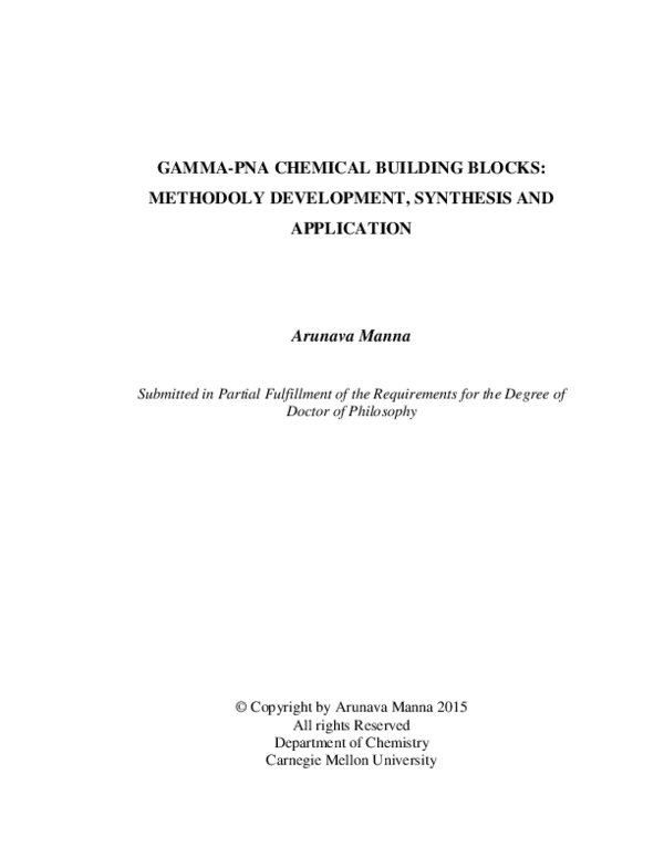 (PDF) Gamma-PNA Chemical Building Blocks: Methodoly Development ...