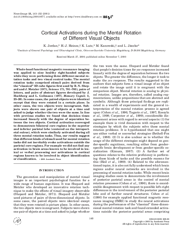 (PDF) Cortical Activations during the Mental Rotation of Different ...