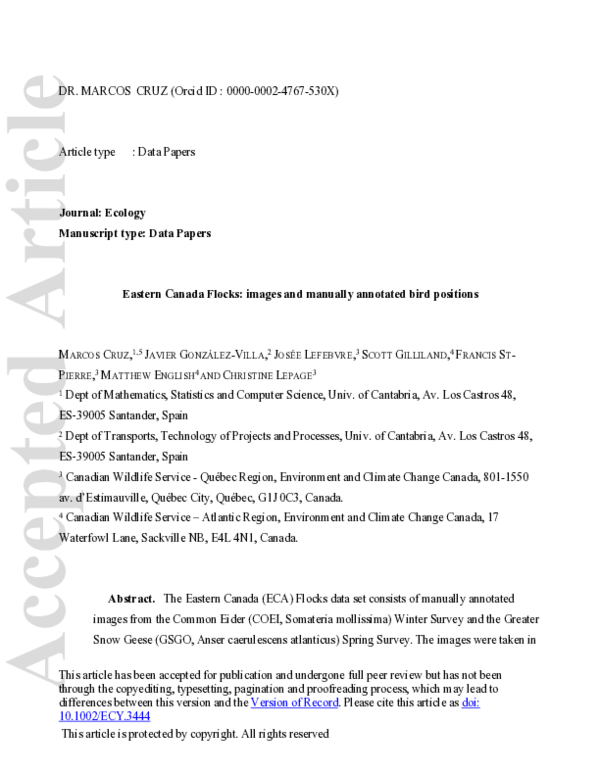 (PDF) Eastern Canada Flocks: images and manually annotated bird positions