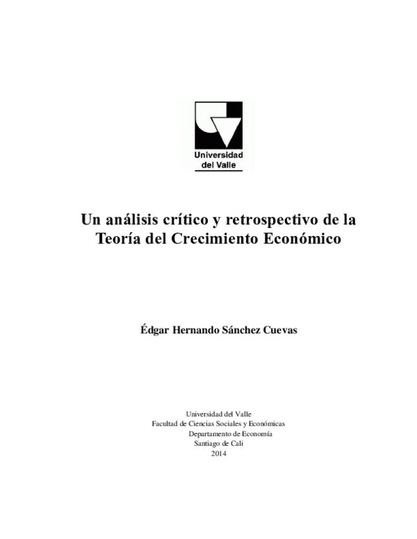(PDF) Un análisis crítico y retrospectivo de la teoría del crecimiento económico | EDgar Cuevas ...