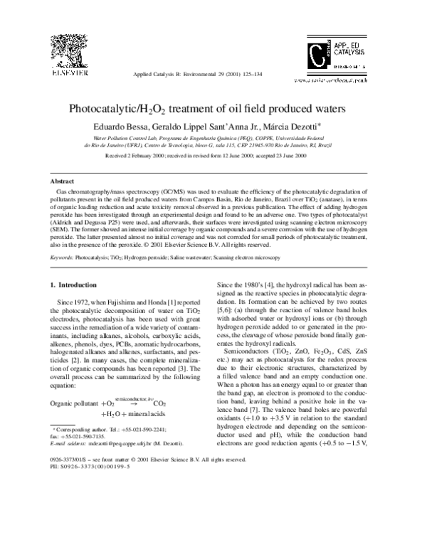 (PDF) Photocatalytic/H2O2 treatment of oil field produced waters ...