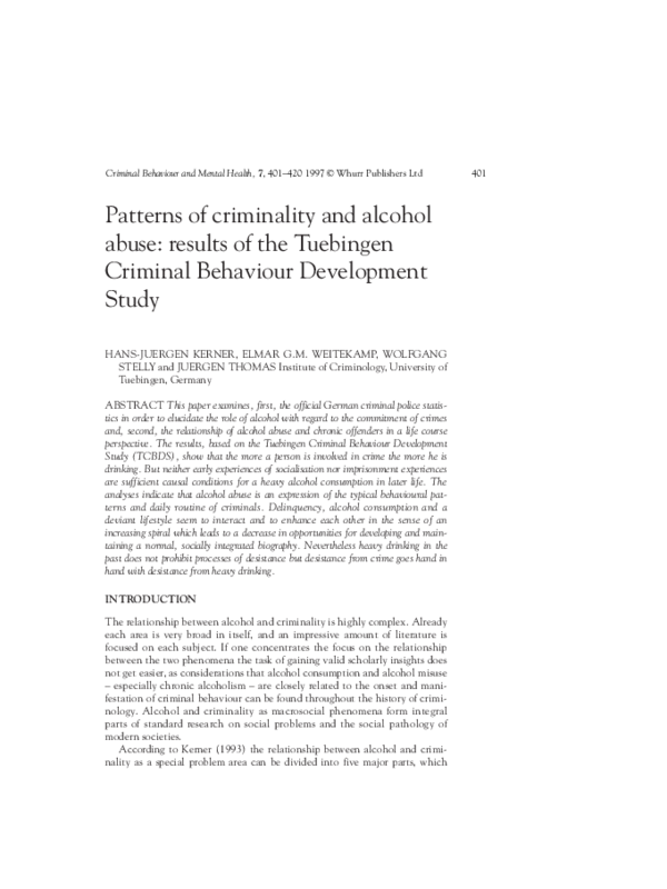 (PDF) Patterns of criminality and alcohol abuse: results of the ...