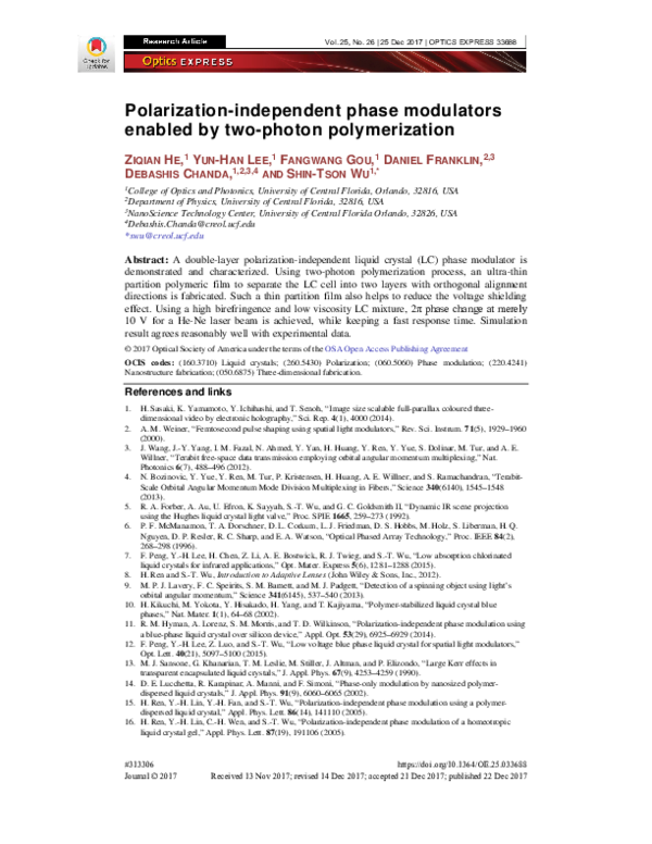 (PDF) Polarization-Independent Phase Modulators Using Two-Photon ...