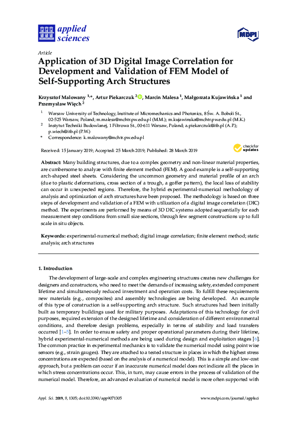 (PDF) Application of 3D digital image correlation for development and validation of FEM model of ...