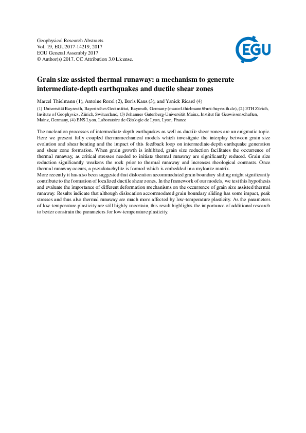 (PDF) Grain size assisted thermal runaway: a mechanism to generate ...