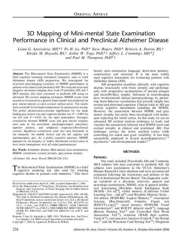 (PDF) 3D Mapping of Mini-mental State Examination Performance in ...