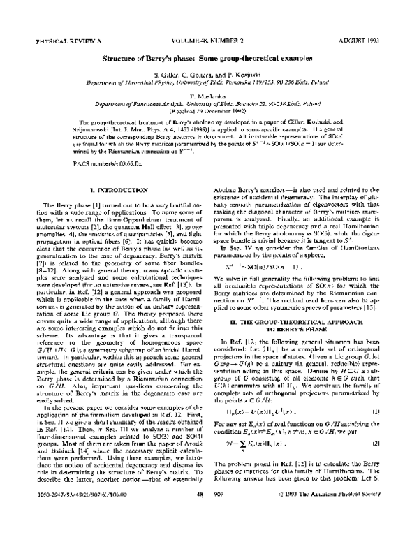 (PDF) Structure of Berry’s phase: Some group-theoretical examples ...