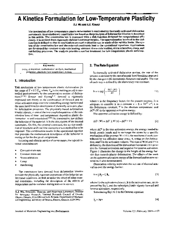 (PDF) Kinetics of Low-Temperature Plasticity
