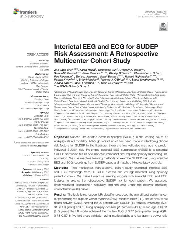 (PDF) Interictal EEG and ECG for SUDEP Risk Assessment: A Retrospective ...