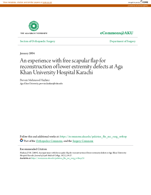 (PDF) An experience with free scapular flap for reconstruction of lower ...