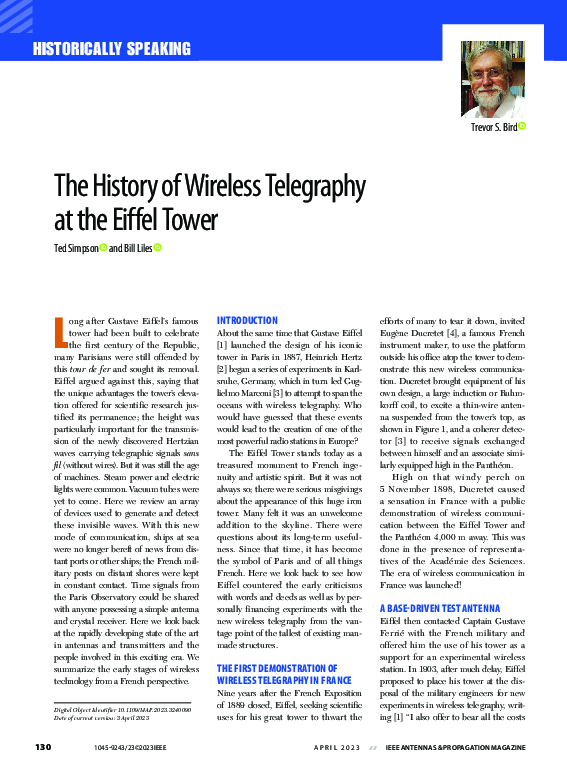 (PDF) The History of Wireless Telegraphy at the Eiffel Tower ...