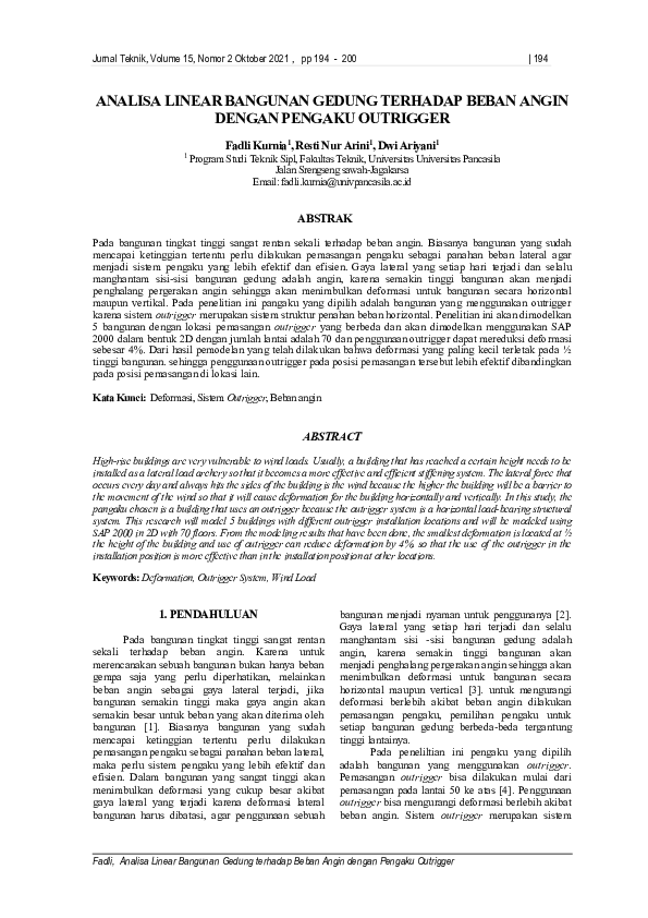 (PDF) Analisa Linear Bangunan Gedung Terhadap Beban Angin Dengan ...