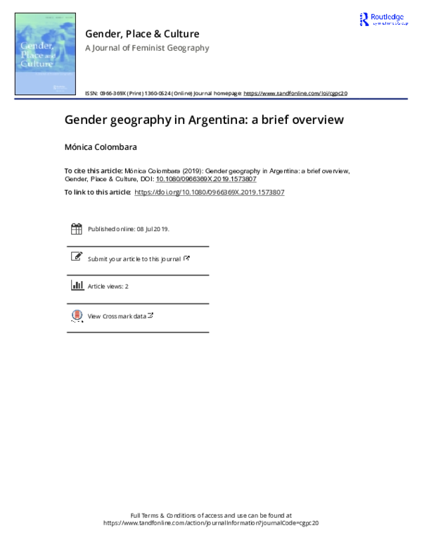 (PDF) Gender geography in Argentina: a brief overview
