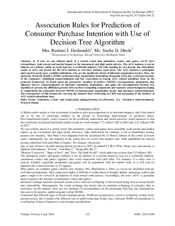 (PDF) Association Rules for Prediction of Consumer Purchase Intention ...