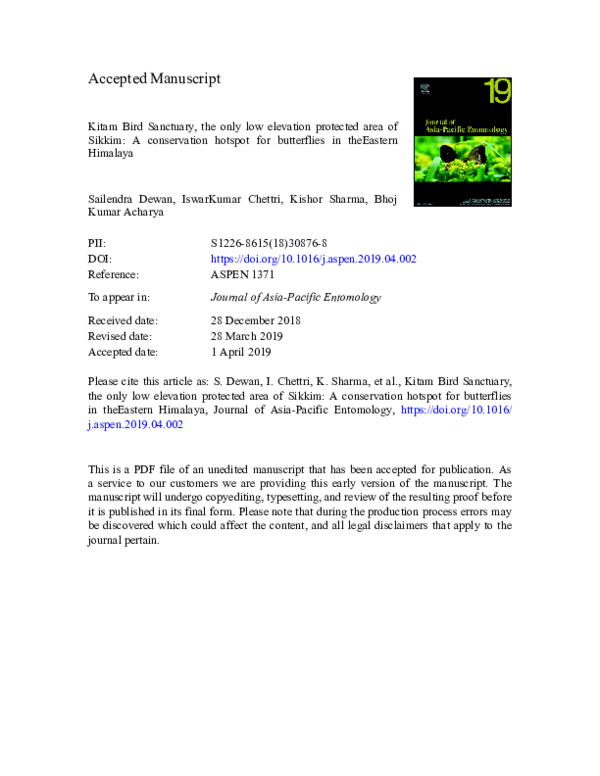 (PDF) Kitam Bird Sanctuary, the only low elevation protected area of ...