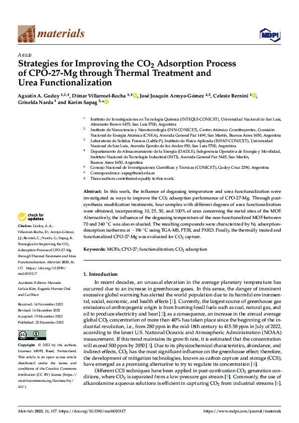 (PDF) Strategies for Improving the CO2 Adsorption Process of CPO-27-Mg ...