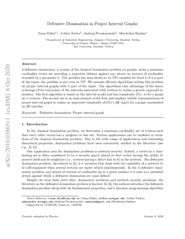 (PDF) Defensive domination in proper interval graphs | Andrzej Proskurowski - Academia.edu
