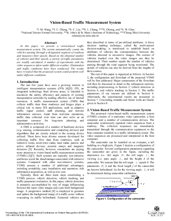 (PDF) Vision-Based Traffic Measurement System