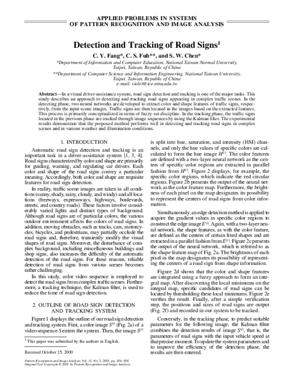 (PDF) Detection and Tracking of Road Signs