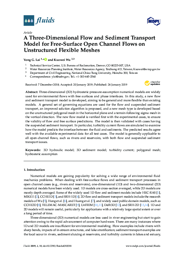 (PDF) A Three-Dimensional Flow and Sediment Transport Model for Free-Surface Open Channel Flows ...