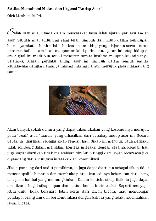 (PDF) Sekilas Memahami Makna dan Urgensi "Andap Asor"