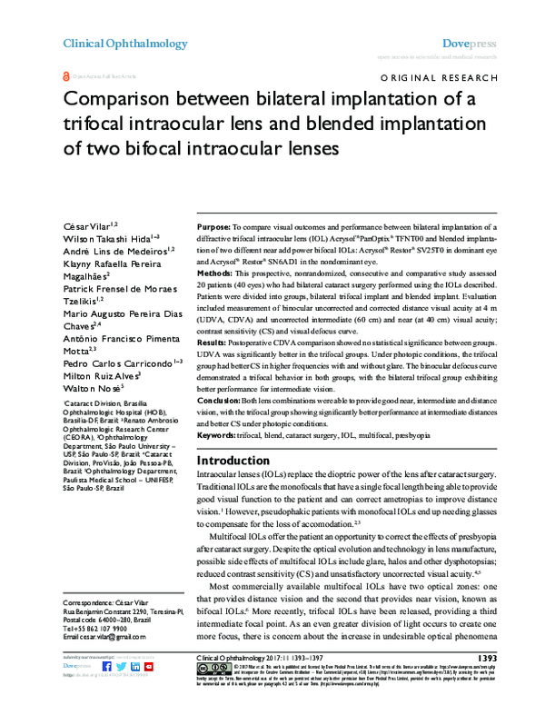 (PDF) Comparison between bilateral implantation of a trifocal ...