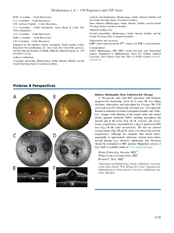 (PDF) Bullseye Retinopathy from Antiretroviral Therapy | Pedro ...