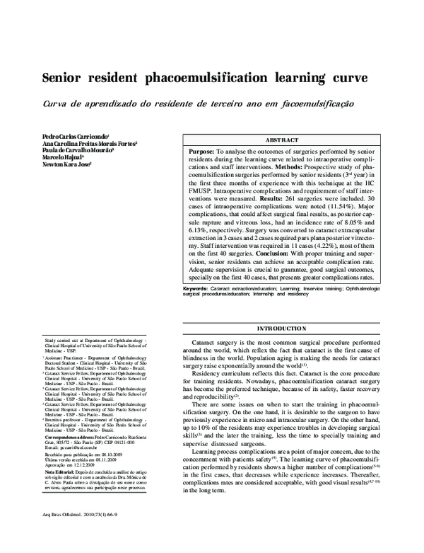 (PDF) Senior Resident Phacoemulsification Learning Curve in Brazil