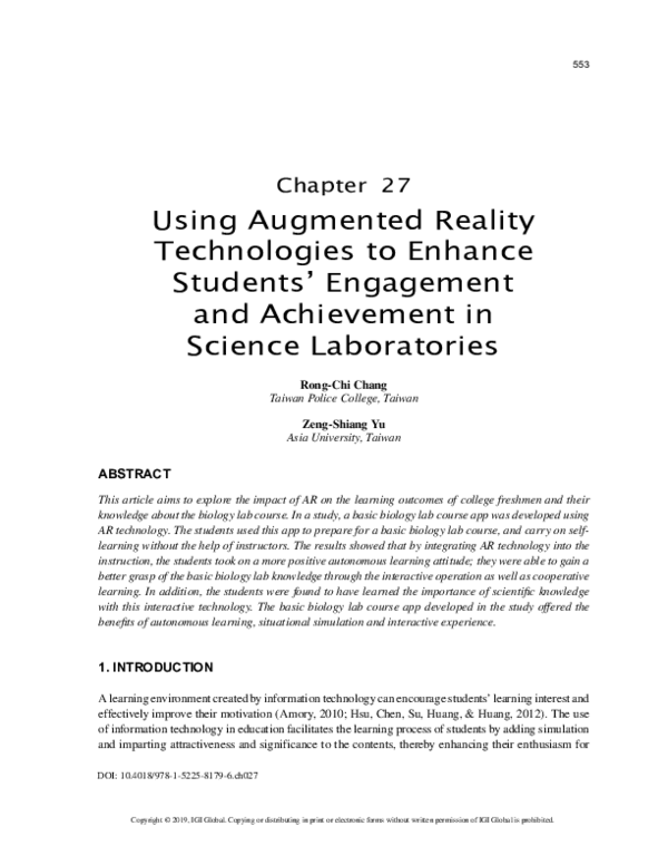 (PDF) Using Augmented Reality Technologies to Enhance Students ...