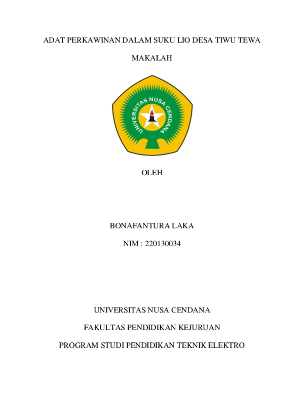 (PDF) ADAT PERKAWINAN DALAM SUKU LIO DESA TIWU TEWA