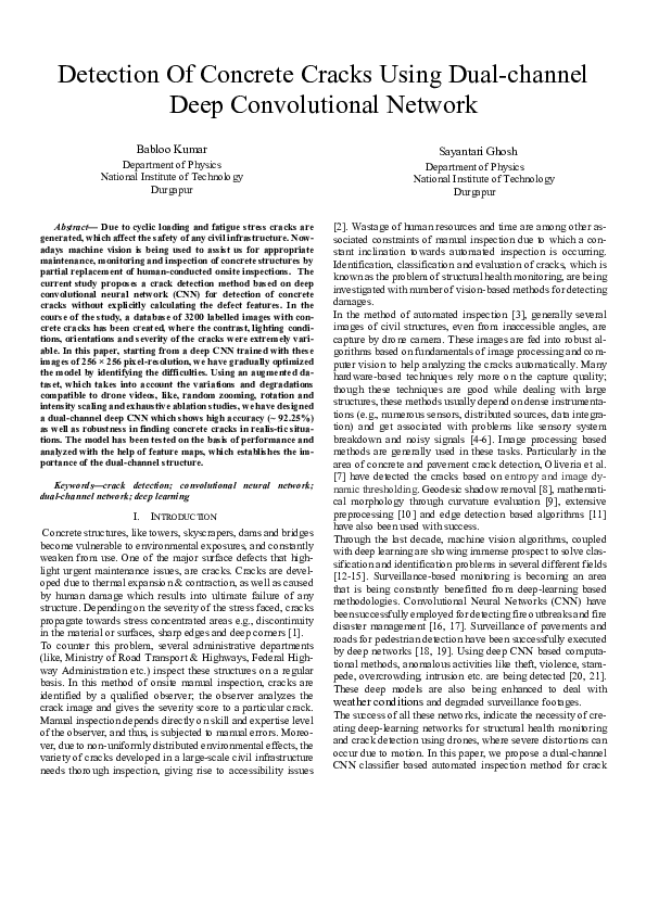 (PDF) Detection Of Concrete Cracks using Dual-channel Deep Convolutional Network | vijay kumar ...