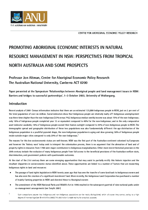 (PDF) Indigenous Land Management in NSW