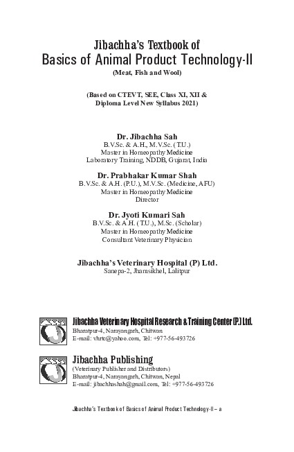 (PDF) Basics of Animal Product Technology-II (Based on CTEVT, SEE ...