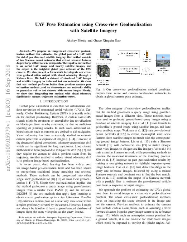 Pdf Uav Pose Estimation Using Cross View Geolocalization With Satellite Imagery Akshay
