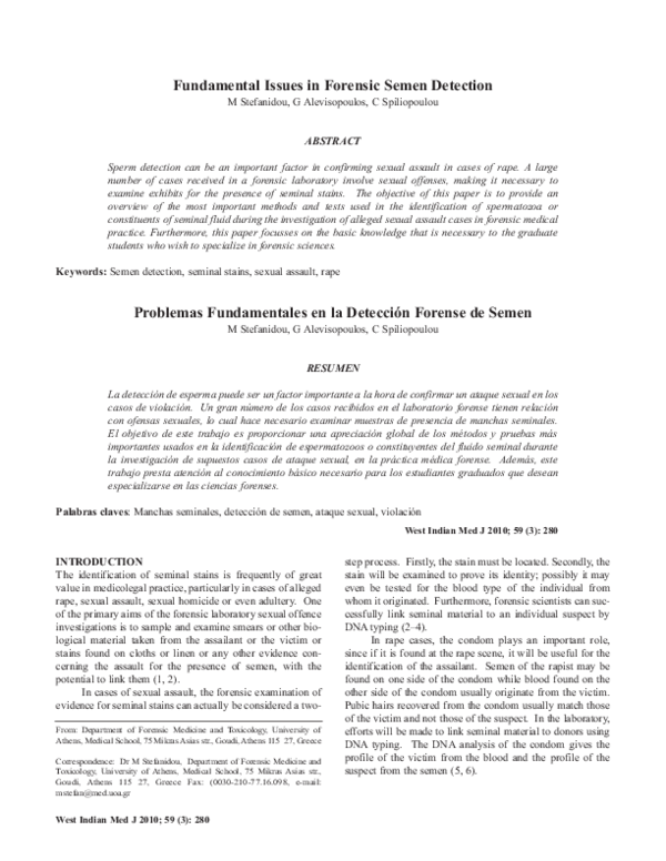 (PDF) Fundamental issues in forensic semen detection