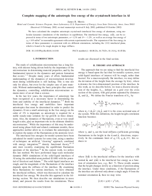 (PDF) Complete mapping of the anisotropic free energy of the crystal ...