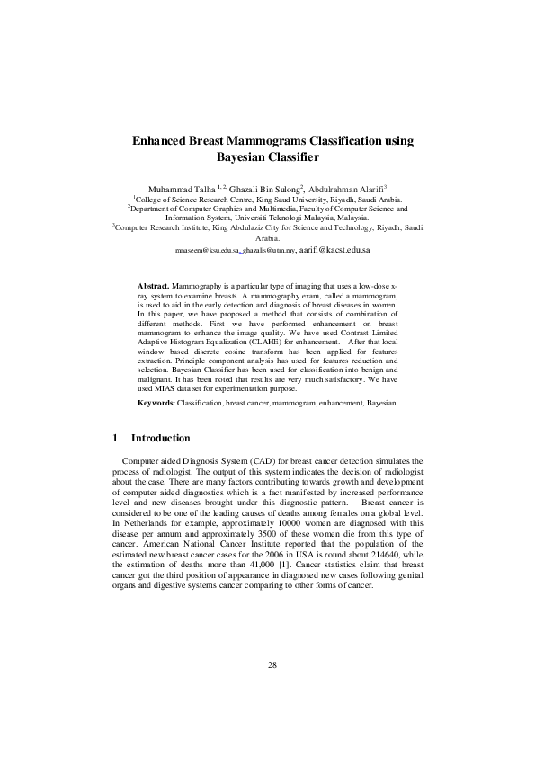 (PDF) MRT letter: Segmentation and texture‐based classification of breast mammogram images