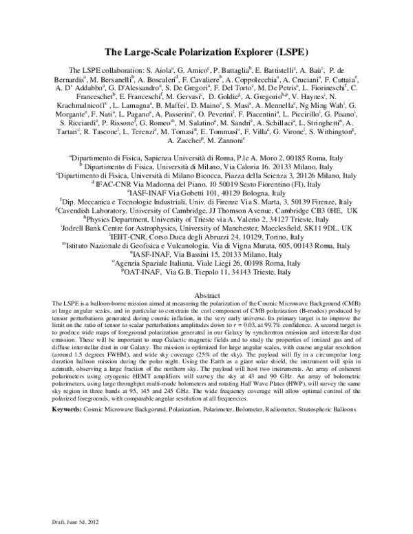 (PDF) The Large-Scale Polarization Explorer (LSPE)