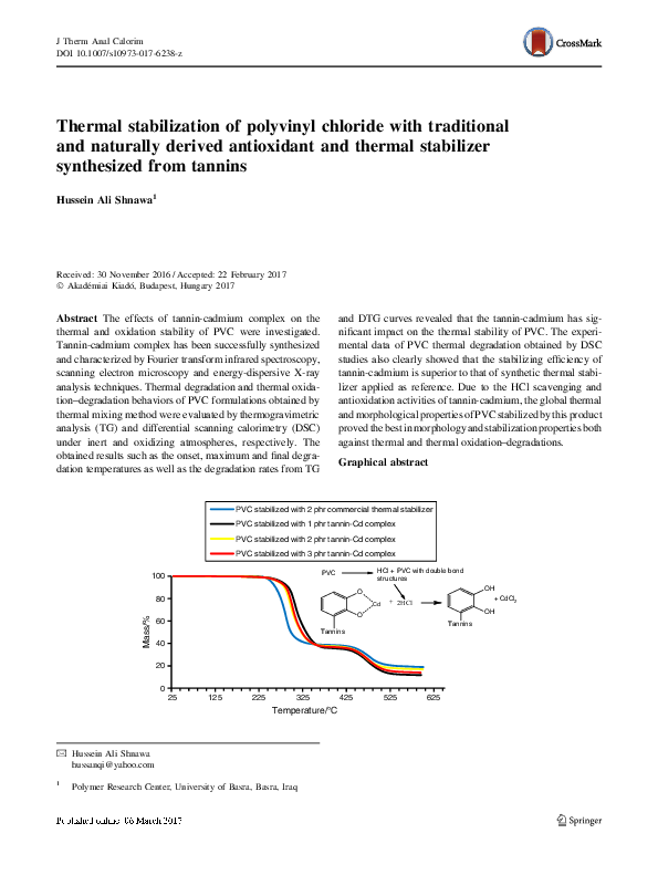 (PDF) Thermal stabilization of polyvinyl chloride with traditional and ...