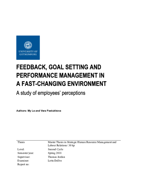 (PDF) FEEDBACK, GOAL SETTING AND PERFORMANCE MANAGEMENT IN A FAST ...