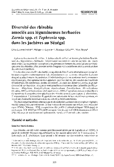 (PDF) Diversité des rhizobia associés aux légumineuses herbacées Zornia ...