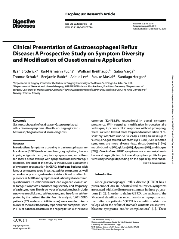 (PDF) Clinical Presentation of Gastroesophageal Reflux Disease: A ...